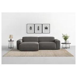 Ecksofa Trendmanufaktur "Braga, mit hochwertigem Kaltschaum, L-Form, in Cord erhältlich" Sofas Gr. B/H/T: 255cm x 72cm x 160cm, Struktur weich LENNON, Recamiere links, grau (beluga) modernes Sofa, Couch mit hohem Sitzkomfort, 25572160 cm (BHT)