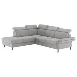 Ecksofa Home Affaire "Calypso L-Form", grau (hellgrau), B:259cm H:85cm T:227cm, 100% Polyester, Sofas, mit Relaxfunktion motorisch im Sofa 2,5- Sitzer