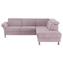 Ecksofa Home Affaire "Calypso L-Form" Sofas Gr. B/H/T: 259cm x 85cm x 227cm, Struktur, Ottomane rechts, mit Kopfteilverstellung-mit Armteilfunktion-ohne Bettfunktion-ohne Stauraum-ohne Relaxfunktion im Sofa 2,5- Sitzer, rosa (altrosa) mit Relaxfunktion motorisch im Sofa 2,5- Sitzer