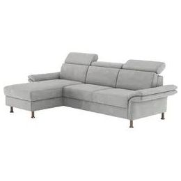 Ecksofa Home Affaire "Calypso L-Form", grau (hellgrau), B:260cm H:85cm T:172cm, 100% Polyester, Sofas, mit motorischen Funktionen im Sofa und Recamiere