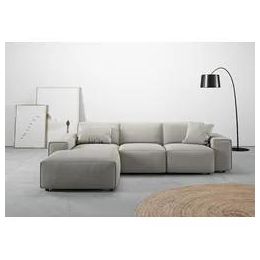 Ecksofa Andas "Glimminge L-Form auch in Breitcord, Feincord + Easy care-Bezug" Sofas Gr. B/H/T: 264cm x 71cm x 191cm, Easy care, Ottomane links, grau (hellgrau) Breite 264, Zierkissen