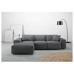 Ecksofa Andas "Glimminge L-Form auch in Breitcord, Feincord + Easy care-Bezug" Sofas Gr. B/H/T: 264cm x 71cm x 191cm, Easy care, Ottomane links, grau (anthrazit) Breite 264, Zierkissen