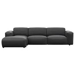 Ecksofa FLEXLUX "Lucera bequem und komfortabel durch hochwertigen Sitzaufbau, L.Form" Sofas Gr. B/H/T: 284cm x 73cm x 171cm, Echtleder, Chaiselongue links, schwarz (deep black) modern & anschmiegsam, Kaltschaum, Stahl-Wellenunterfederung