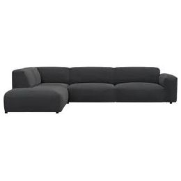 Ecksofa FLEXLUX "Lucera, super bequem durch hochwertigen Sitzaufbau mit Kaltschaum" Sofas Gr. B/H/T: 321cm x 73cm x 231cm, Lederoptik, Ottomane links, grau (shark grey) modern & anschmiegsam, L-Form, Designsofa