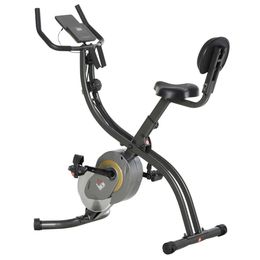 HOMCOM Heimtrainer 2-in-1 Fahrradtrainer 6 kg Schwungrad Trimmrad mit 16 stufig Schwarz+Grau 51 x 97 x 115