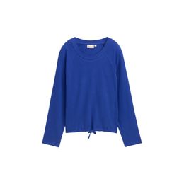 Tom Tailor Denim Damen Bouclé Langarmshirt, blau, Uni, Gr. M