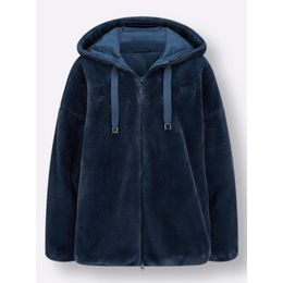 WITT Damen Fellimitatjacke mit Gummizug an &Auml;rmeln und Saum, dunkelblau, Gr&ouml;&szlig;e 44