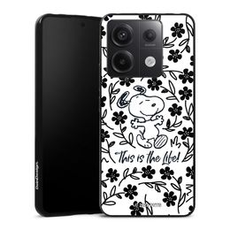 DeinDesign Xiaomi Redmi Note 13 Pro 5G Handy Silikon H&uuml;lle Case schwarz Handyh&uuml;lle Peanuts Flowers Snoopy