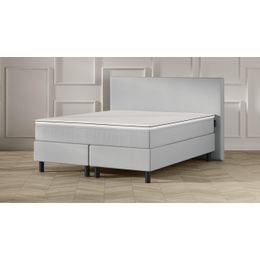 EMMA Classic Boxspringbett - hellgrau - 180x200 cm - Kopfteil Klassisch - Schwarze Füße