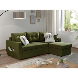 Astoria - ecksofa beidseitig montierbar - schlaffunktion und bettkasten - zeitgenössischer stil- 4 sitze - olivgrün