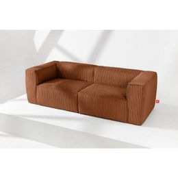 Ferox Modernes Sofa 3 Sitzer aus breitem Cordstoff, rot - Konsimo