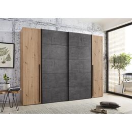 Dreh-/Schwebetürenschrank FORTE "Narago, OTTOs Choice, TOPSELLER In verschiedenen Farben" Schränke Gr. B/H/T: 270,3 cm x 210 cm x 61 cm, ohne Spiegel, 4 St., braun (artisan eiche, betonoptik dunkelgrau) mit zahlreichen Einlegeböden, viel Stauraum, Made in Europe