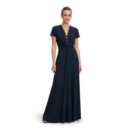 Abendkleid Vera Mont "Vera Mont mit Spitzeneinsatz" Gr. 40, Normalgrößen, blau (dunkelblau) Damen Kleider Gerafft