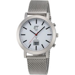 Funkuhr ETT "Station Watch, EGS-11579-11M", silber (silberfarben), Armbanduhren, Herren, Armbanduhr, Herrenuhr, Datum, Solar