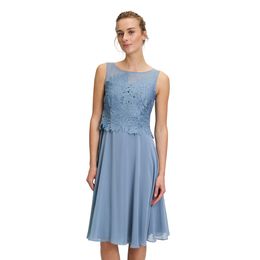 Chiffonkleid Vera Mont "Vera Mont mit Stickerei" Gr. 46, Normalgrößen, blau (bluish grey) Damen Kleider Stickerei