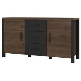 Sideboard Home Affaire "Olin WM" Sideboards Gr. B/H/T: 147 cm x 79 cm x 43 cm, 3 St., braun (okapinussbaumfarben, schwarz supermatt)