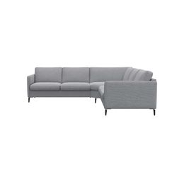 Ecksofa FLEXLUX "Fiore, L-Form, bequem und komfortabel durch hochwertigem Sitzaufbau", grau (sophisto gre), B:249cm H:85cm T:92cm, 100% Polyester, Sofas, Ecksofa, schmale Armlehnen, Kaltschaum, F&uuml;&szlig;e Alu+schwarz