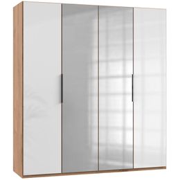 Kleiderschrank wimex "Level by fresh to go" Schränke Gr. B/H/T: 200 cm x 216 cm x 58 cm, 4 St., braun (plankeneichefarben, weißglas) Kleiderschrank Drehtürenschrank Schränke mit Glas- und Spiegeltüren