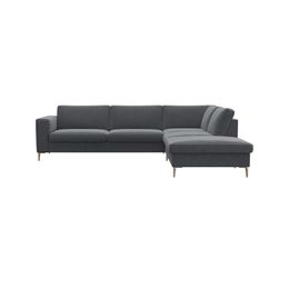 Ecksofa FLEXLUX "Fiore, Sitzaufbau mit hochwertigem Kaltschaum f&uuml;r mehr Sitzkomfort", grau (soft grau), B:273cm H:85cm T:225cm, 100% Polyester, Sofas, Ecksofa, breite Armlehnen, L-Form, F&uuml;&szlig;e Alu/Eiche