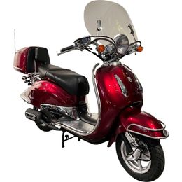 Motorroller Alpha Motors "Firenze Limited" & Mofas rot (weinrot, schwarz) im Retro-Look