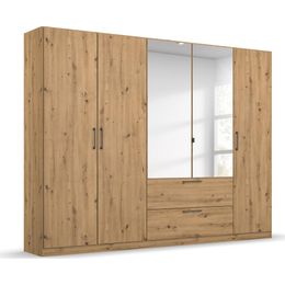 Drehtürenschrank Rauch "Kleiderschrank Schrank Garderobe Wäscheschrank CHALLENGER" Schränke Gr. B/H/T: 226,0 cm x 210,0 cm x 54,0 cm, 5 St., braun (eiche artisan) mit Spiegeltüren und geräumigen Schubladen MADE IN GERMANY