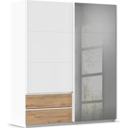 Schwebetürenschrank Rauch "Kleiderschrank Schrank Garderobe ELARA Glastür/Grauspiegel" Schränke Gr. B/H/T: 181 cm x 210 cm x 62 cm, 2 St., weiß (alpinweiß, eiche artisan, grauspiegel) praktische Schubladen optional farblich abgesetzt MADE IN GERMANY