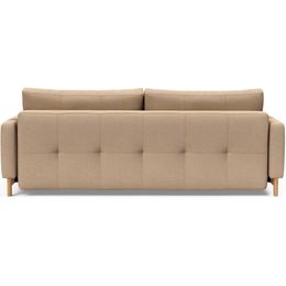 Schlafsofa INNOVATION LIVING &trade; "Pyxis 3-Sitzer mit extrabreiter Bettfunktion, Skandi-Design", braun (mocha), B:232cm H:67cm T:114cm, 100% Polyester, Sofas, Schlafsofa, Multifunktionssofa, extrabequem durch Taschenfederkern, Dauerschl&auml;fer