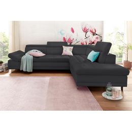 Sit & More Ecksofa SIT & MORE "Limit L-Form", schwarz, B:275cm H:89cm T:217cm, Kunstleder SOFTLUX;Luxus-Microfaser ALTARA NUBUCK (100% Polyester);Struktur (100% Polyester), Sofas, Ecksofa, wahlweise mit Bettfunktion und Bettkasten