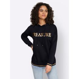 Sweatshirt Heine Gr. 34, blau (marine, bedruckt) Damen Sweatshirts