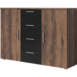 Kombikommode Inosign "Vera" Sideboards Gr. B/H/T: 132 cm x 92 cm x 38 cm, 4, schwarz (monastary eiche, schwarz) 2-türig und mit 4 Schubladen