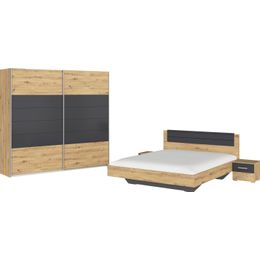 Schlafzimmer-Set Rauch "Komplettschlafzimmer Schlafzimmer BARCELONA mit Schrank Breite 226 cm" Schlafzimmermöbel-Sets Gr. mit Bett 160 x 200 cm + ohne Matratze, B/H: 160 cm x 200 cm, grau (eiche artisan, graumetallic)