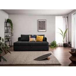 Schlafsofa Alina "Marla", grau (anthrazit eqe 139), B:201cm H:73cm T:95cm, Chenille EQE (100% Polyester), Sofas, Schlafsofa, inkl. Stauraum und 2 R&uuml;ckenkissen
