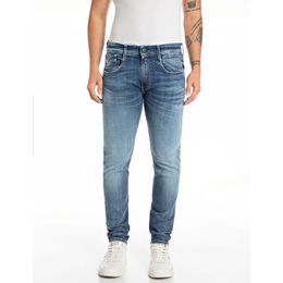 Slim-fit-Jeans Replay "ANBASS" Gr. 32, Länge 32, blau (medium blue) Herren Jeans mit Washed-Optik