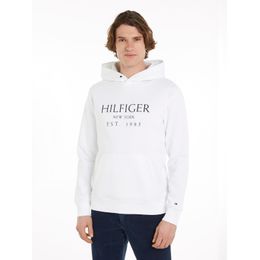 Hoodie Tommy Hilfiger "BIG HOODY" Gr. L, weiß (white) Herren Sweatshirts mit kontrastfarbenen Print