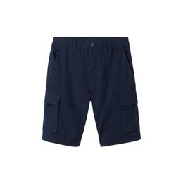 Tom Tailor Herren Regular Cargoshorts, blau, Uni, Gr. S