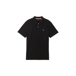 Tom Tailor Herren Basic Poloshirt, schwarz, Uni, Gr. L