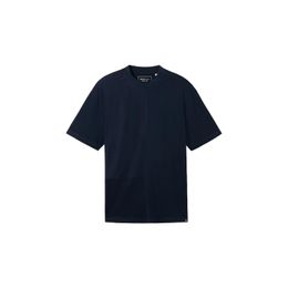 Tom Tailor Denim Herren Relaxed T-Shirt mit Struktur, blau, Uni, Gr. XXL