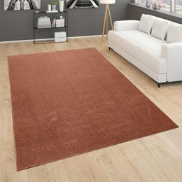 Paco Home - Teppich Wohnzimmer Kurzflor Schlafzimmer Modernes Einfarbiges Muster Braun Rot 140x200 cm