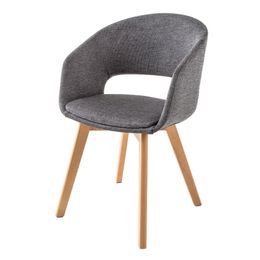 Riess Ambiente riess-ambiente Stuhl NORDIC STAR - grau Strukturstoff Massivholz mit Armlehne gepolstert