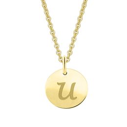 Kette mit Anhänger ONE ELEMENT "Buchstabe U Buchstaben aus 333 Gelbgold Ø 11,0 mm" Halsketten Gr. Gelbgold 333, goldfarben (gold) Damen Schmuckset - Set mit verstellbarer Halskette