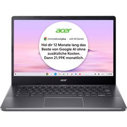 Acer Notebook "Chromebook Plus (CB514-4H-364N)" Notebooks Gr. 8 GB RAM 256 GB SSD, Core i3, Google ChromeOS, grau (stahlgrau)