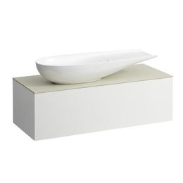 Laufen ILBAGNOALESSI Schubladenelement, 1 Hahnloch, Steinplatte Calce Avorio, Ausschnitt links, 120x50x37cm, zu WT-Schale H81897 4, H431324097