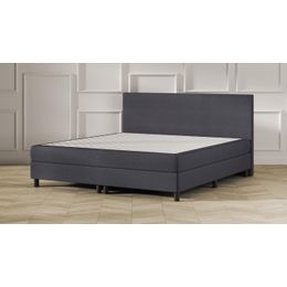 EMMA One Boxspringbett - dunkelgrau - 200x200 cm - braune Füße