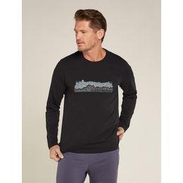 Icebreaker Merinomix Central Classic Langarmshirt Haute Route - Mann - Black - Größe XL