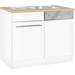 Spülenschrank KOCHSTATION "KS-Eton", weiß (weiß hochglanz), B:110cm H:85cm T:60cm, Schränke, Breite 110 cm, inkl. Tür/Sockel für Geschirrspüler