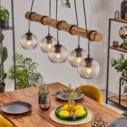 hofstein Koyoto Pendelleuchte Glas 15 cm Naturfarben, Schwarz, 5-flammig