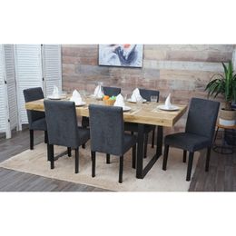 MCW 6er-Set Esszimmerstuhl Stuhl K&uuml;chenstuhl Littau ~ Textil, anthrazitgrau, dunkle Beine