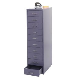 MCW Rollcontainer Preston T851, Schubladenschrank Stahlschrank, 110x28x41cm 10 Schubladen ~ dunkelgrau