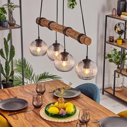 hofstein Koyoto Pendelleuchte Glas 15 cm Naturfarben, Schwarz, 4-flammig