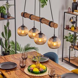 hofstein Koyoto Pendelleuchte Glas 15 cm Naturfarben, Schwarz, 4-flammig